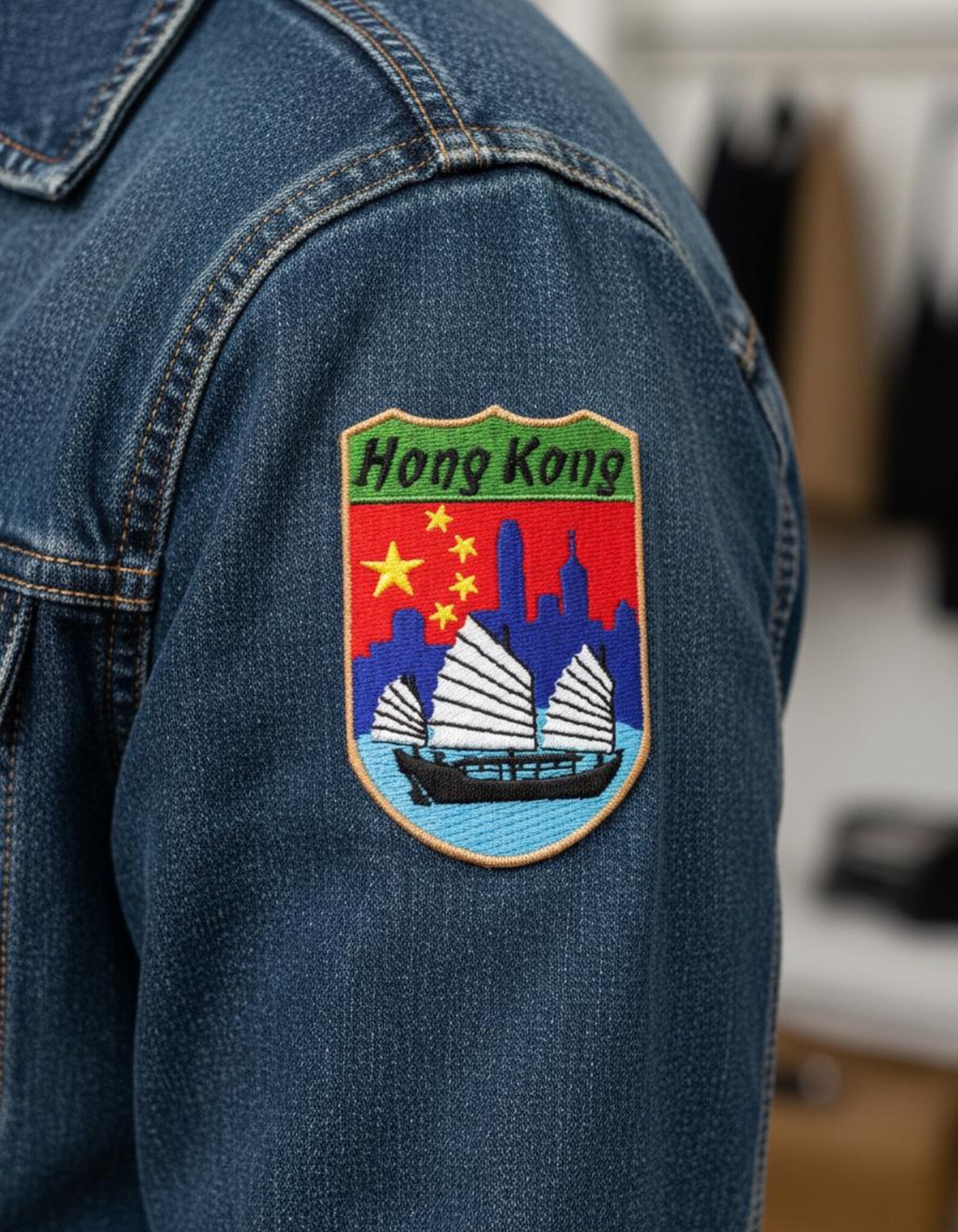 Hong Kong Shield Patch (3 Inch) Iron-on Badge Travel China Souvenir ...