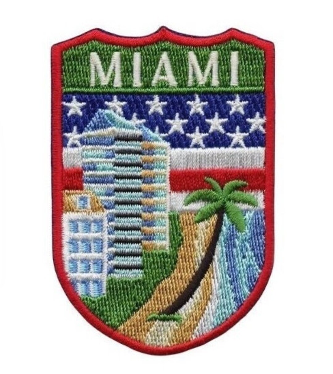 Miami Florida Shield Patch (3 Inch) Iron-on Badge Travel USA Souvenir ...