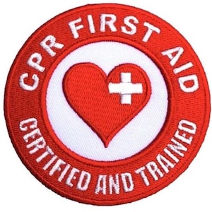 CPR First Aid Patch (3 Inch) Red + White Embroidered Iron-on/sew-on Badge Perfect for Costumes ...