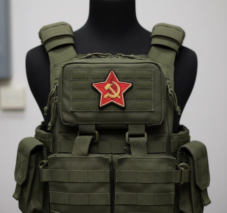 USSR Communist Patch Hook + Loop Badge (3 Inch) Soviet Union Star Insignia Hammer and Sickle ...