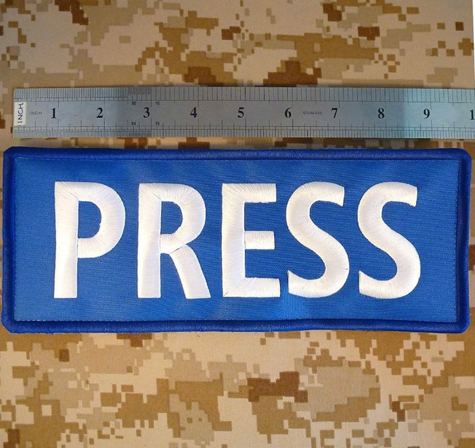 XL Press Patch 10 Inch Blue Embroidered Laser Cut Badge | Etsy