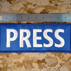 XL Press Patch 10 Inch Blue Embroidered Laser Cut Badge | Etsy