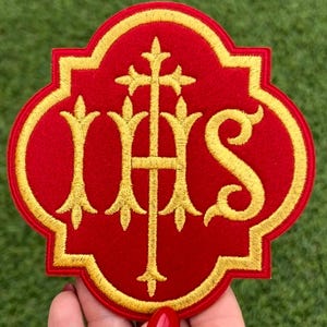 Christogram IHS Symbol Patch (4 Inch) Red Velvet Iron-on or Sew-on ...