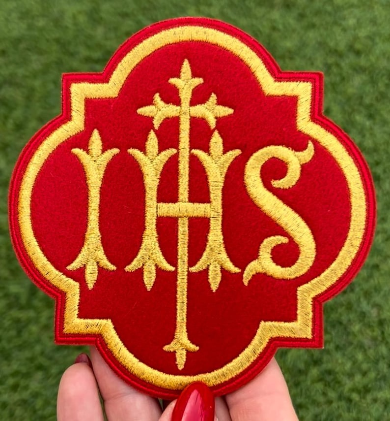 Christogram IHS Symbol Patch (4 Inch) Red Velvet Iron-on or Sew-on ...
