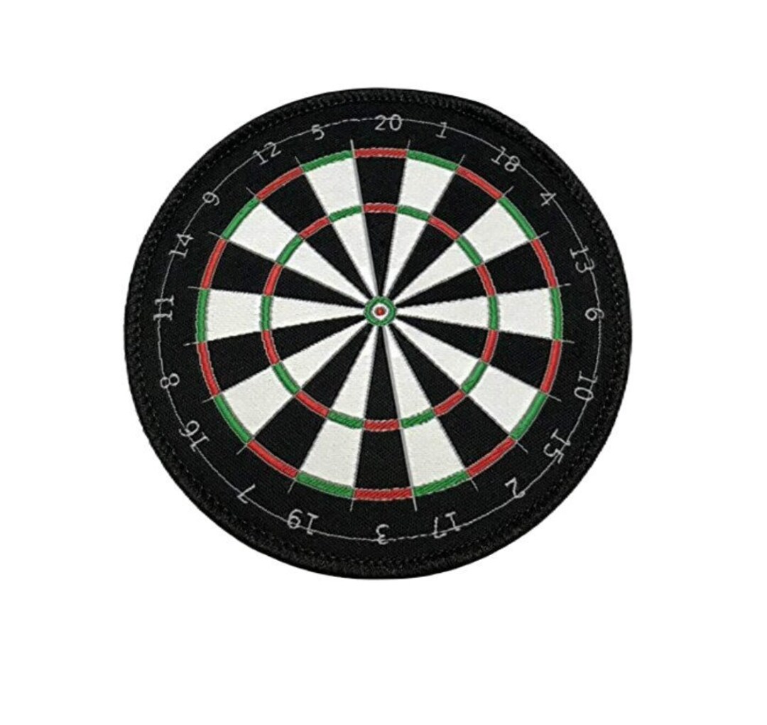 Dart Board Patch 3.5 Inch Woven Iron-on or Sew-on Badge Darts Applique ...
