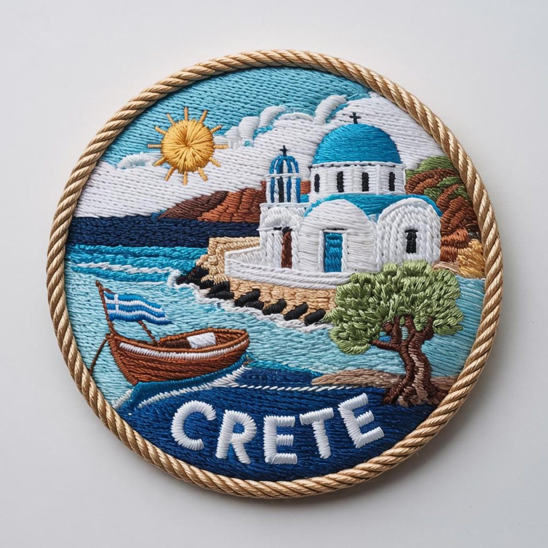 Crete Patch Embroidered Iron-on/sew-on Badge (3 Inch) Greek Island ...