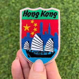 Hong Kong Shield Patch (3 Inch) Iron-on Badge Travel China Souvenir ...