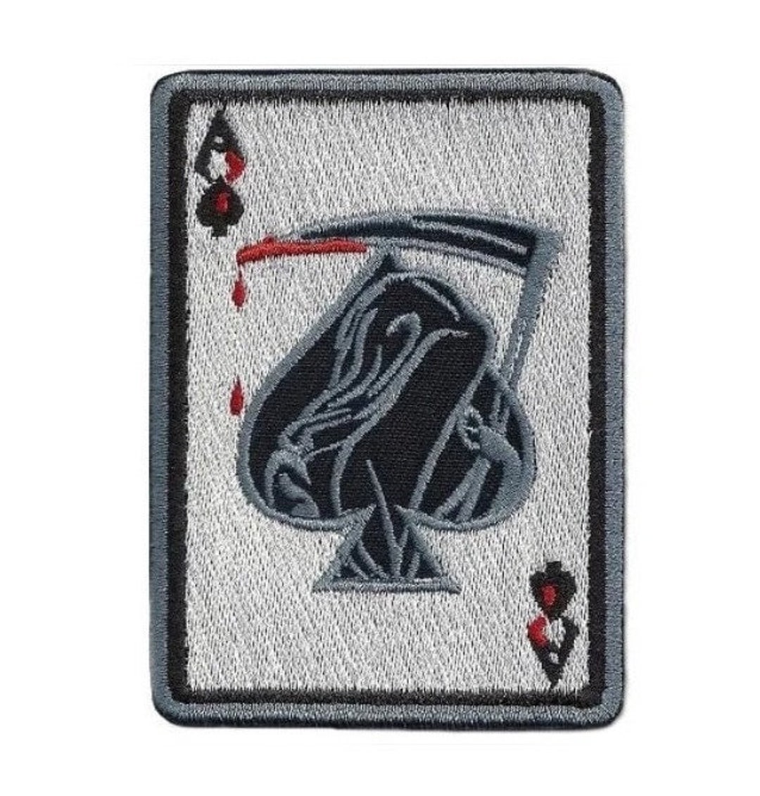 Ace of Spades Grim Reaper Death Card Patch (3.5 Inch) Embroidered Iron or Sew-on Badge Aces ...