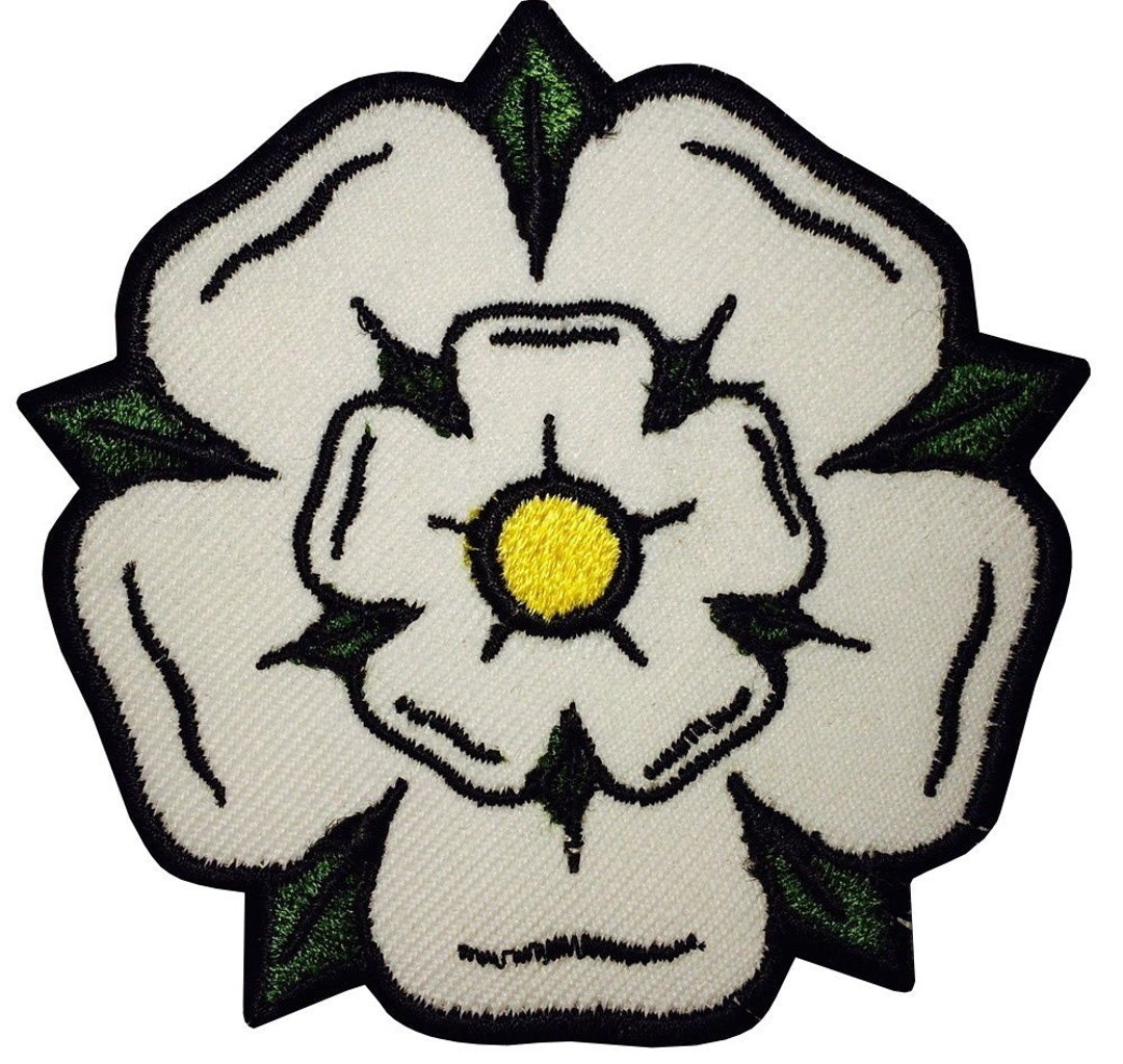 Yorkshire White Rose Patch (3 Inch) Embroidered Iron-on or Sew-on Badge ...