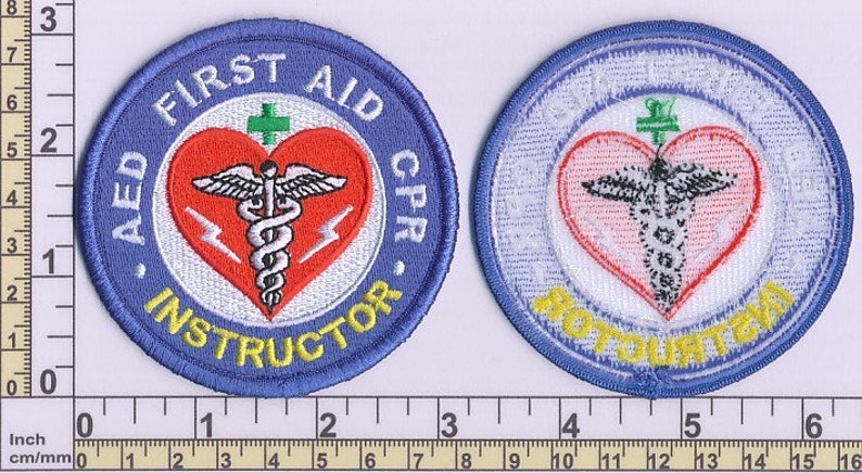 First Aid CPR AED Instructor Patch (3 Inch) Embroidered Iron-on or Sew ...