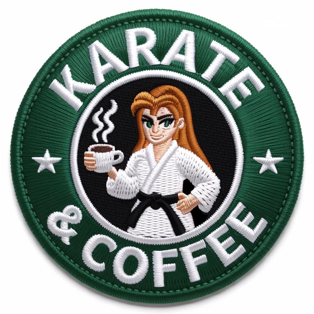 Karate & Coffee Patch Embroidered Iron-on/sew-on Badge (3 Inch) Female ...