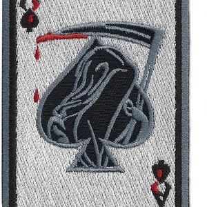 Ace of Spades Grim Reaper Death Card Patch (3.5 Inch) Embroidered Iron or Sew-on Badge Aces ...