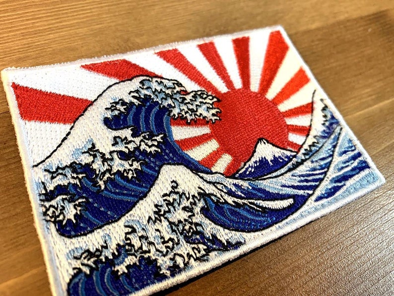 The Great Wave off Kanagawa Japan Patch (3.5 Inch) Hook and Loop Badge ...