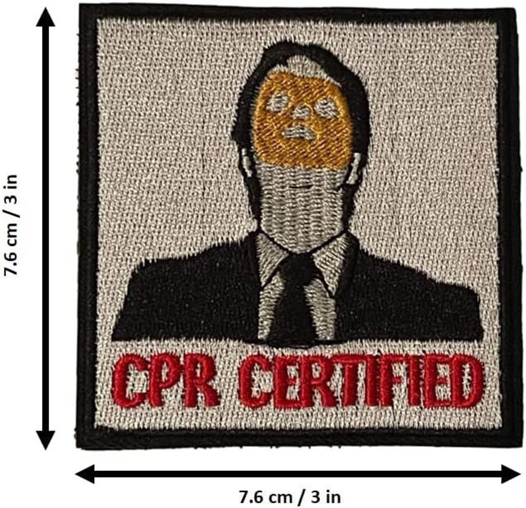 CPR Certified Patch 3 Inch Iron-on or Sew-on Badge Funny Dwight Schrute Costume Perfect for ...