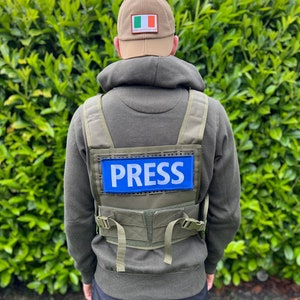 XL Press Patch (10 Inch) Blue Embroidered Laser Cut Badge (hook + Loop ...