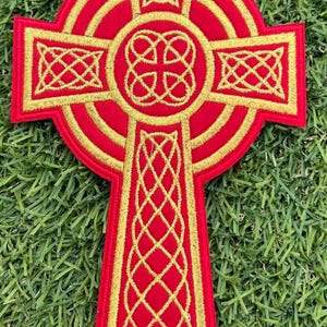 Liturgical Cross Red Velvet Patch (6 Inch) Iron-on or Sew-on Badge ...