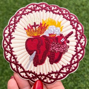 Sacred Heart of Jesus Patch (4 Inch) Immaculate Heart of Mary Iron-on ...