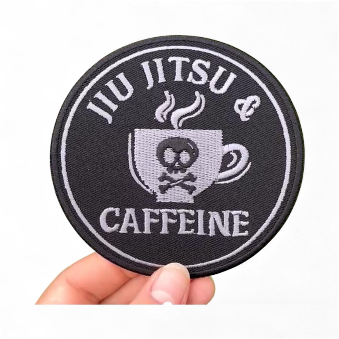 Jiu Jitsu & Caffeine Patch: Embroidered BJJ Grappling Badge (3.5 Inch ...