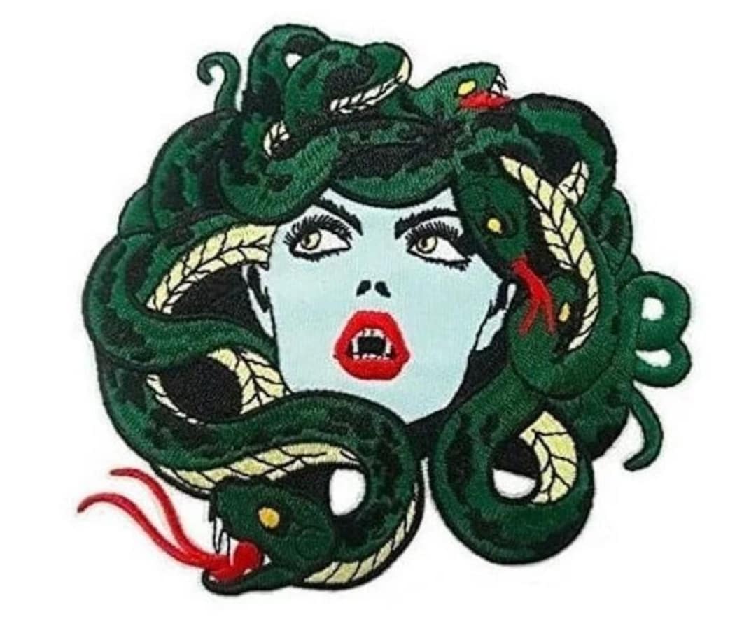 Medusa Patch (5 Inch) Iron/sew-on Badge Horror Myth of Olympus Monster Snakes Head Emblem DIY ...