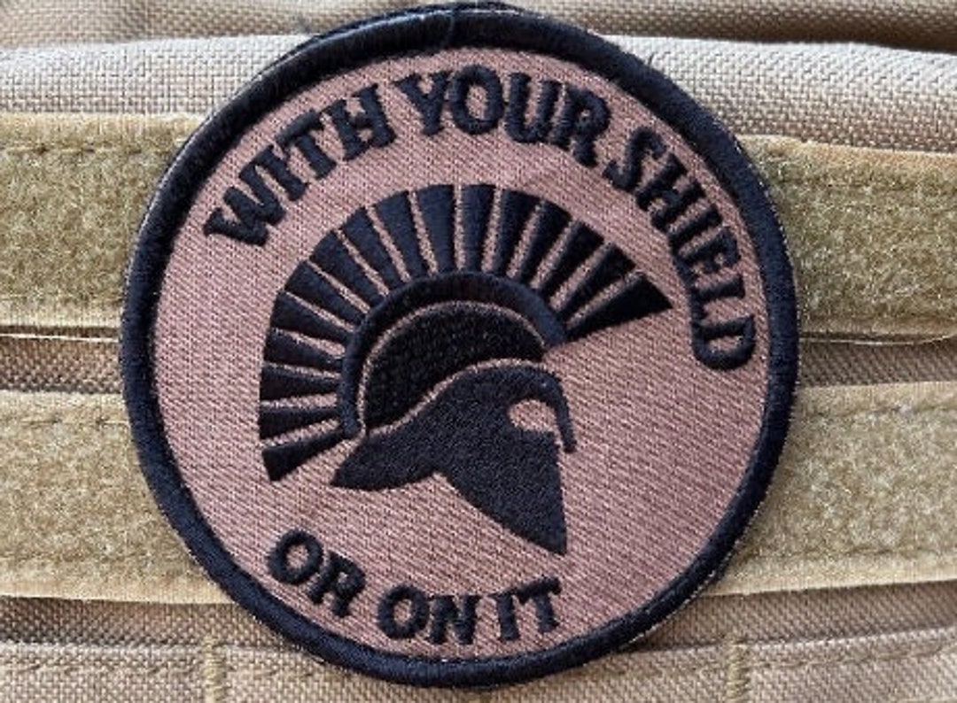 Spartan Warrior Patch With Your Shield or on It 3.2 Inch Velkro Hook Loop Badge Olive Green ...