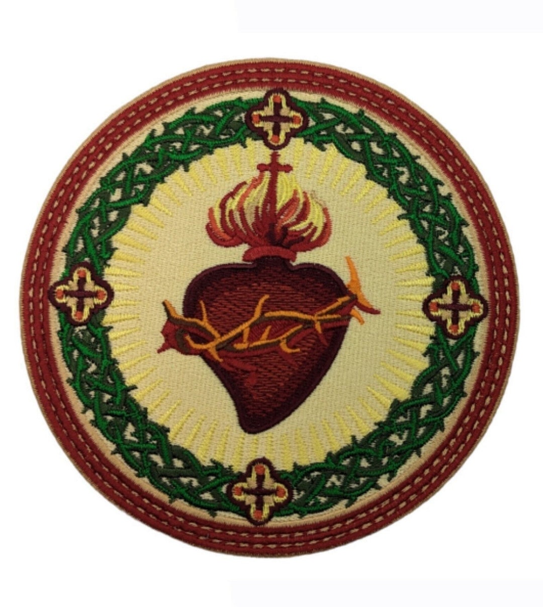 Sacred Heart of Jesus Patch, Embroidered Catholic Badge (4 Inch) - Etsy