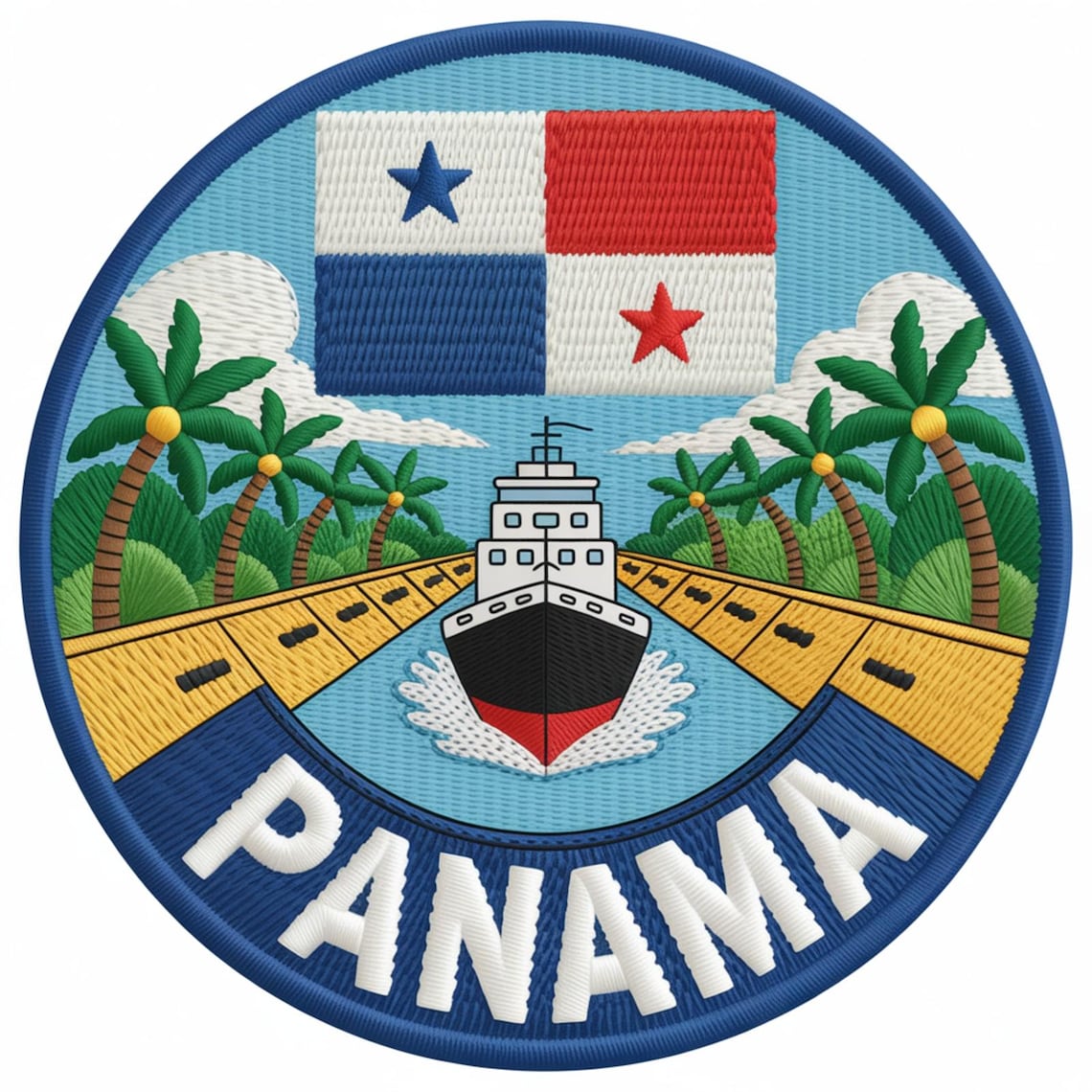 Panama Canal Flag Patch Embroidered Iron-on/sew-on Badge (3.5 Inch ...