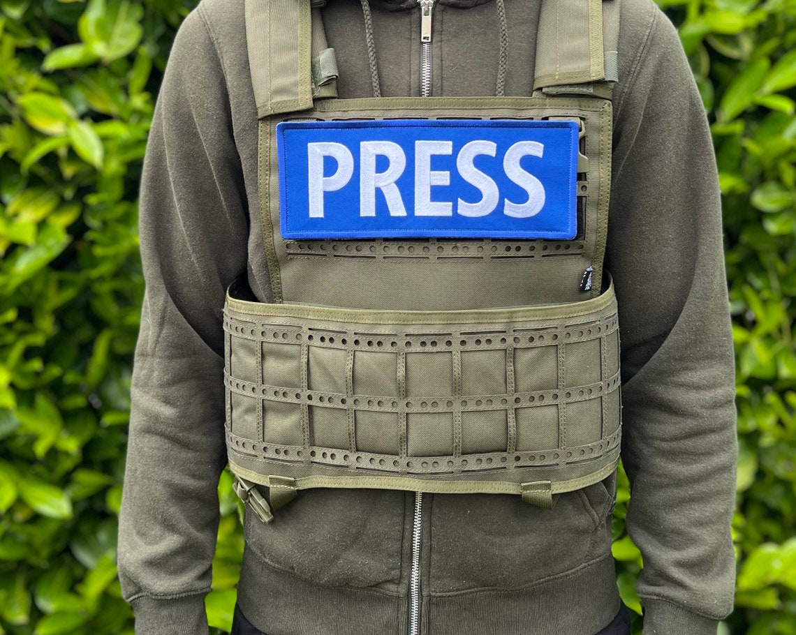 XL Press Patch 10 Inch Blue Embroidered Laser Cut Badge - Etsy