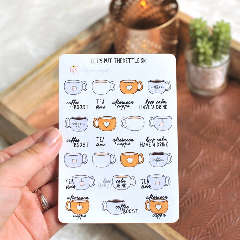 Tea Coffee Hot Drink Journal and Planner Stickers - Etsy UK