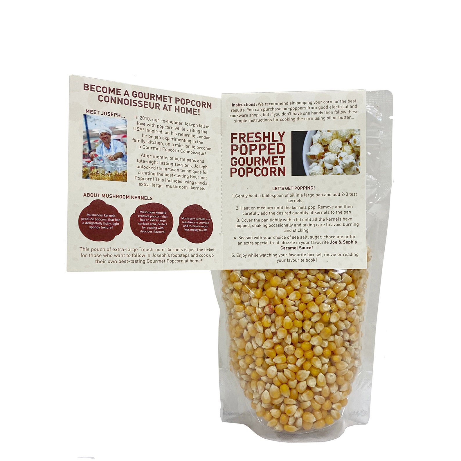 Mushroom Popcorn Kernels, 400g Bag | Pop at Home Popcorn | Joe & Seph's ...