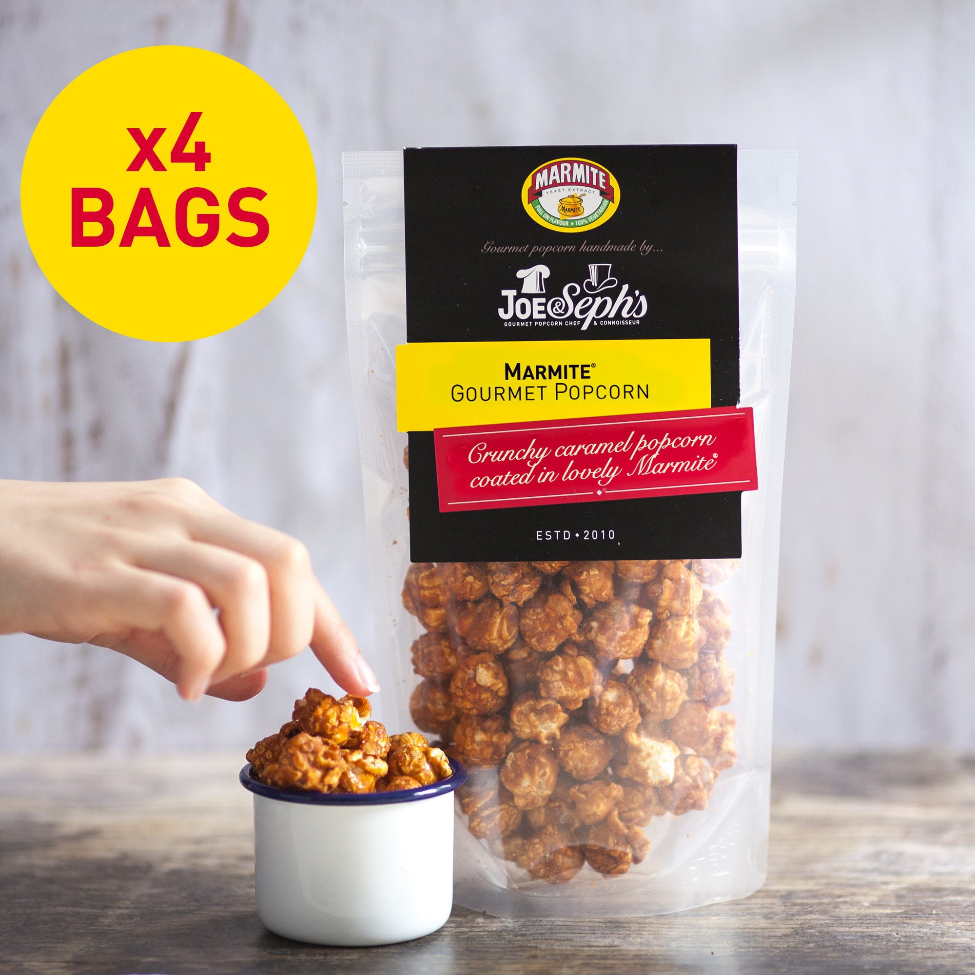 Joe & Seph's Marmite Gourmet Popcorn X4 Bags - Etsy UK