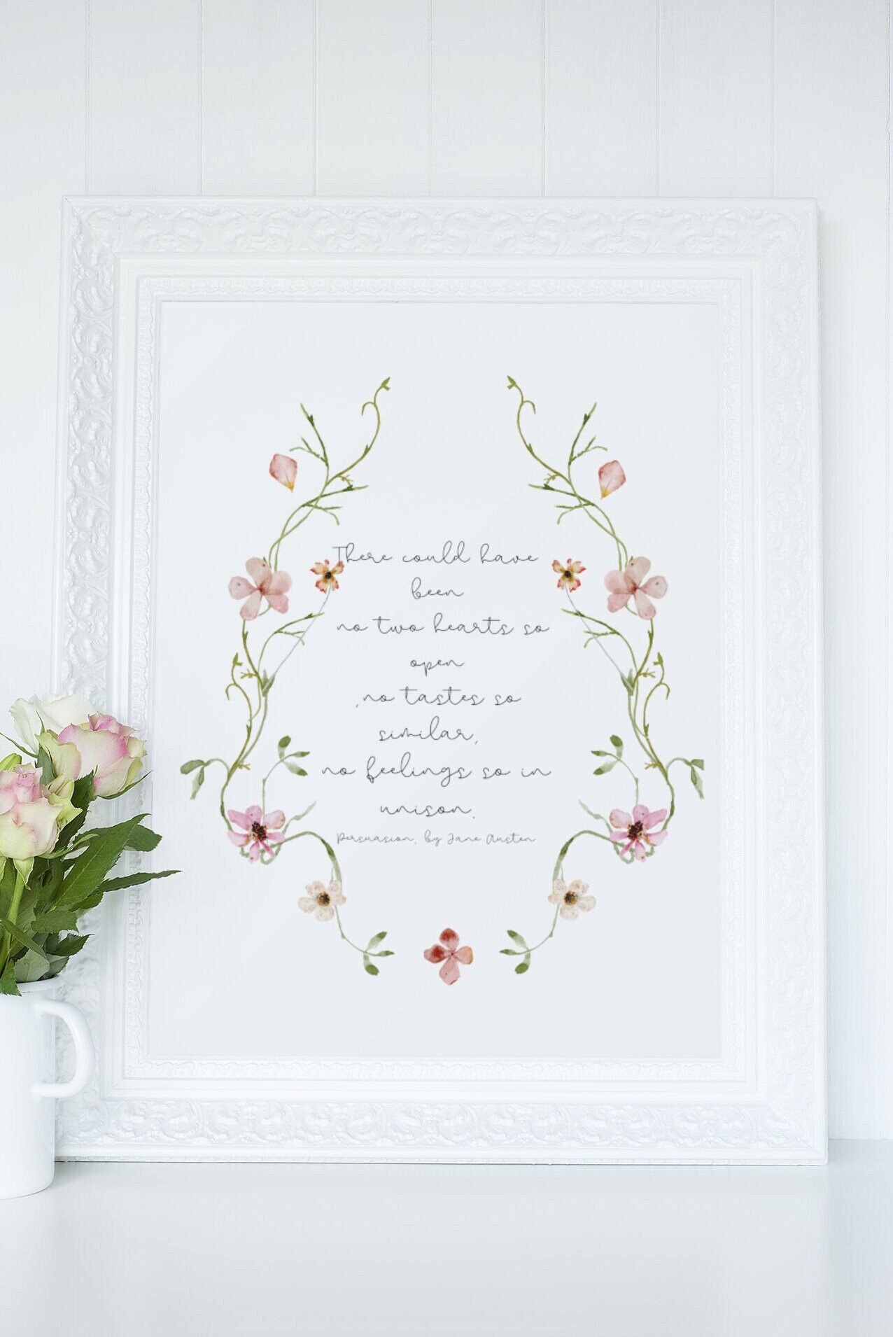 Jane Austen Print Floral Wall Art Printable Download Persuasion Print ...
