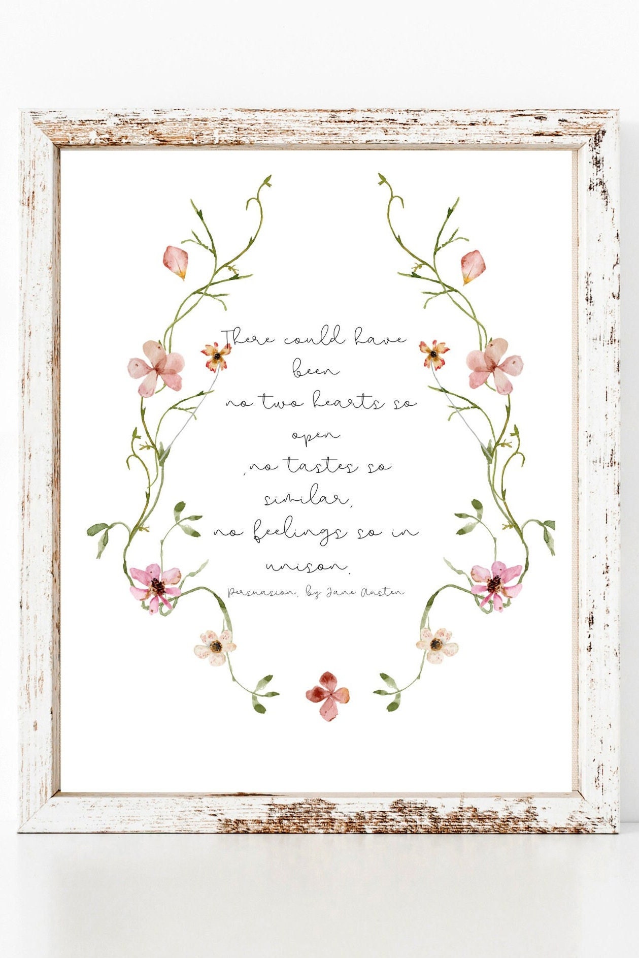 Jane Austen Print Floral Wall Art Printable Download Persuasion Print ...