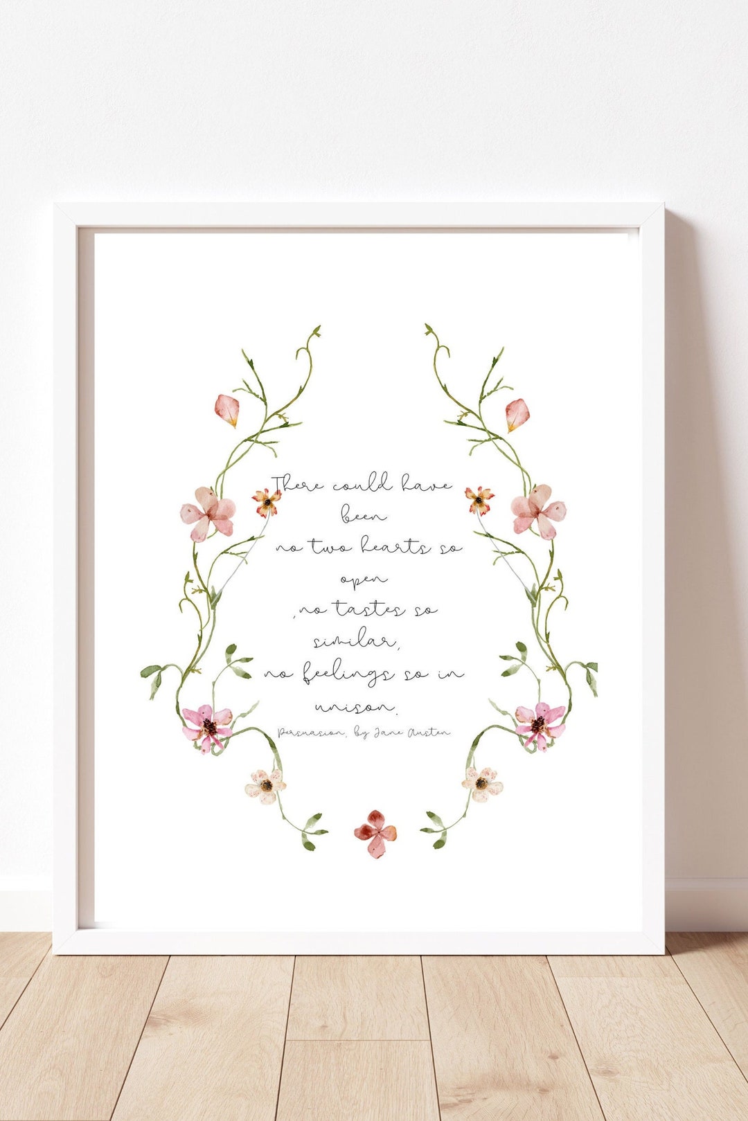 Jane Austen Print Floral Wall Art Printable Download Persuasion Print ...
