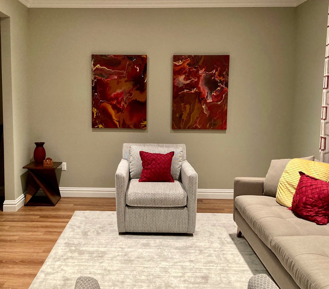 Abstract Acrylic Pour Paintings (set of Two), Custom Wall Art - Etsy