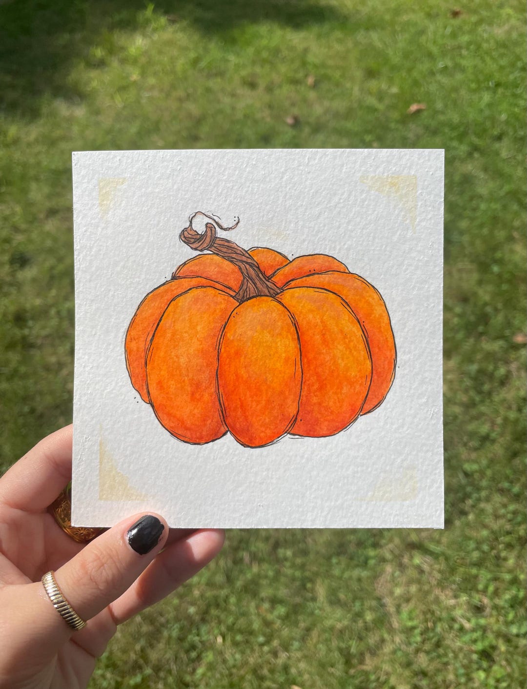 Original Fall Watercolor Painting, Watercolor Art, Watercolor Pumpkin ...