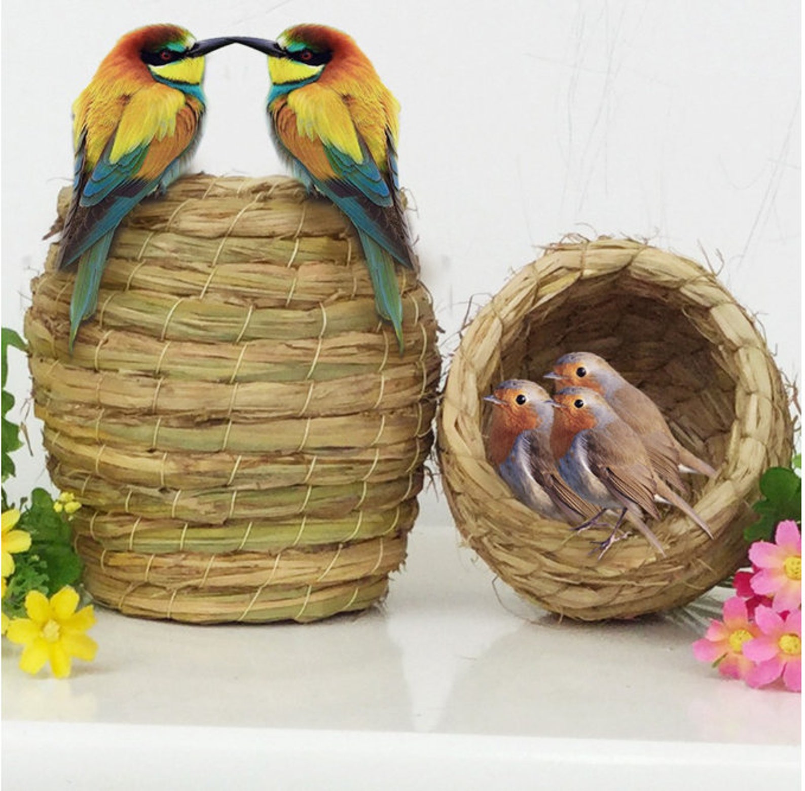 Straw Bird Nest Small Handmade Pet Pigeon Parrot Swallow - Etsy