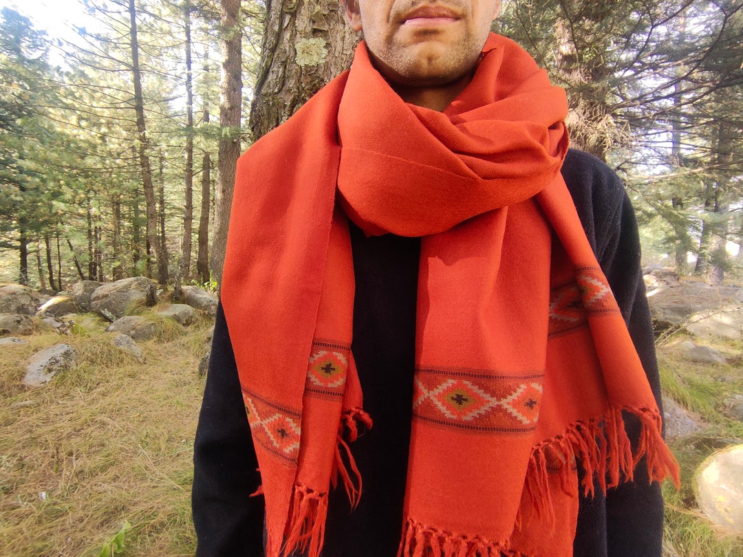Beautiful Burnt Orange Wool Scarf for Men /women, Unisex Shawl, Men's ...