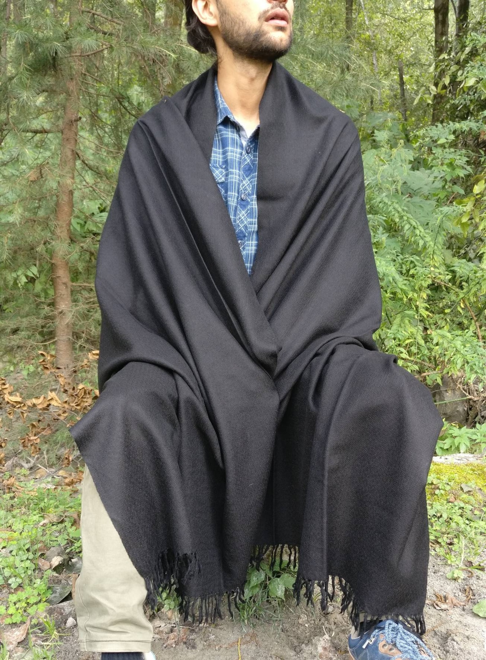 Extra Large Oversized Wool Scarf for Men or Women black Wool - Etsy UK