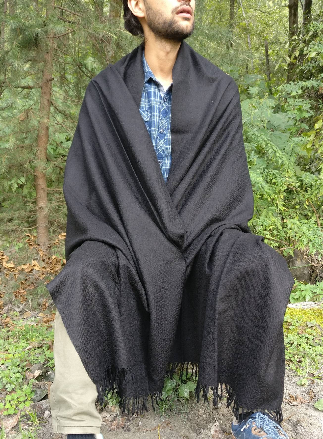 Extra Large Oversized Wool Scarf for Men or Women black Wool - Etsy UK