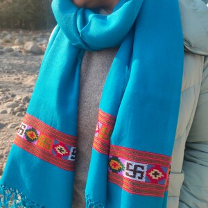 Beautiful Turquoise Blue Wool Scarf for Men /women, Unisex Shawl, Men's ...