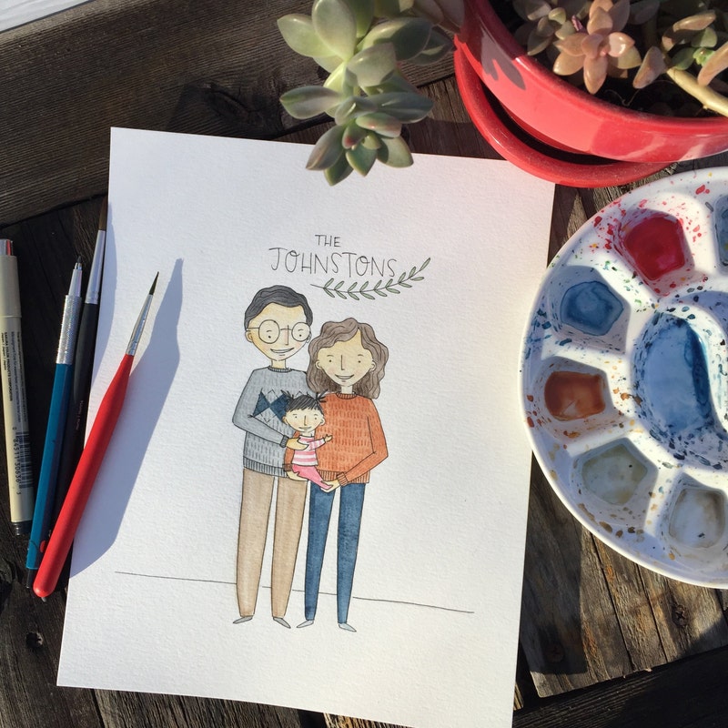 Family Portrait Watercolor - Etsy