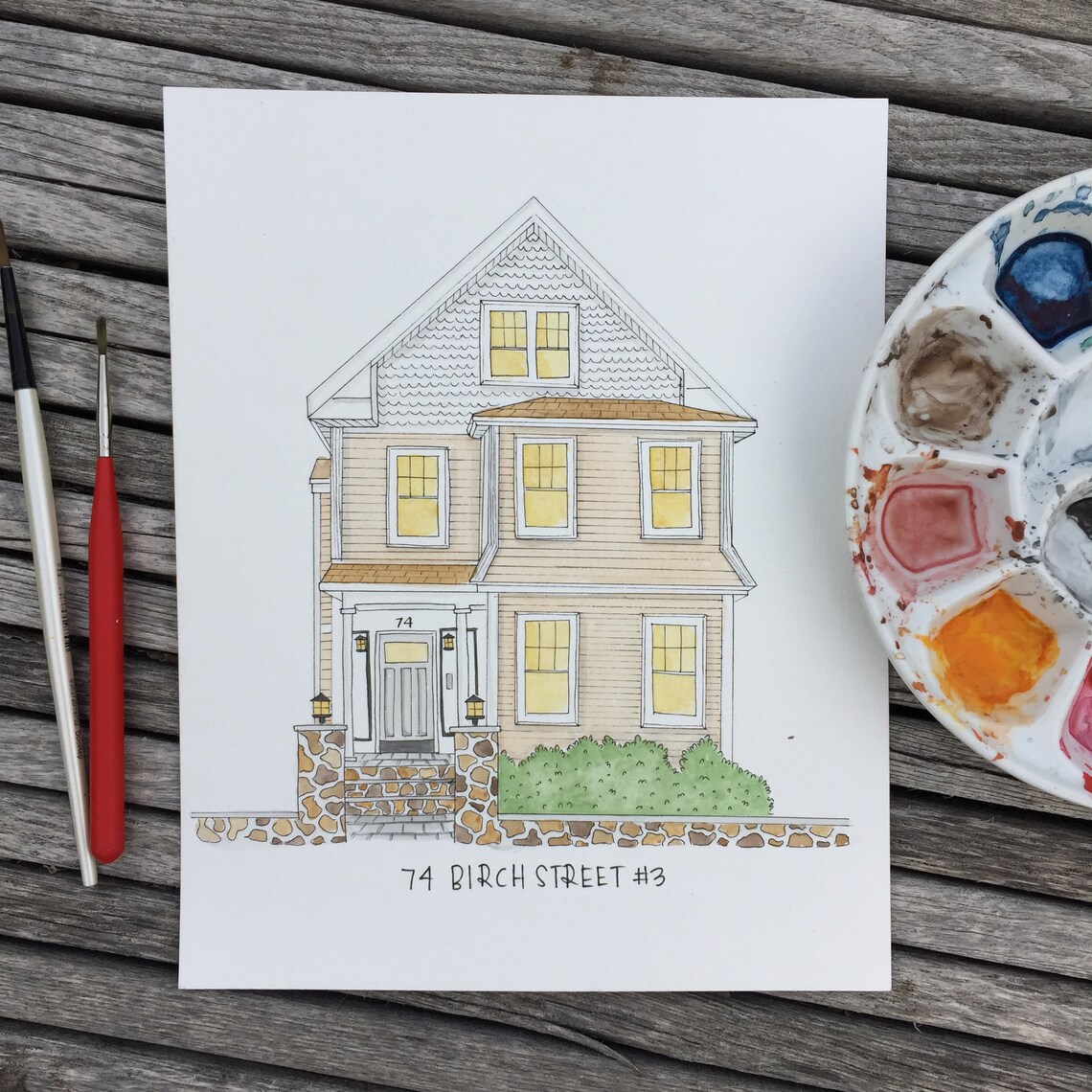 Custom House Portrait Home Portrait Watercolor Portrait - Etsy