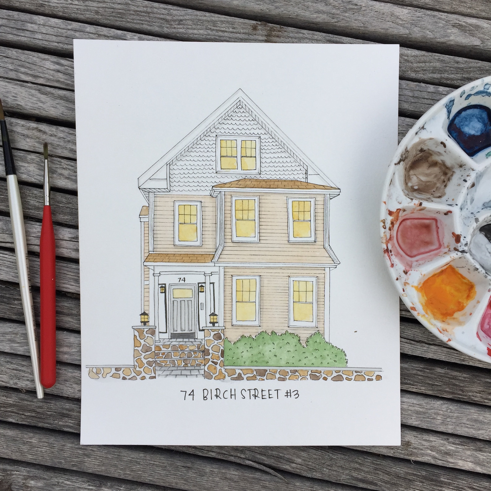 Custom House Portrait Home Portrait Watercolor Portrait - Etsy