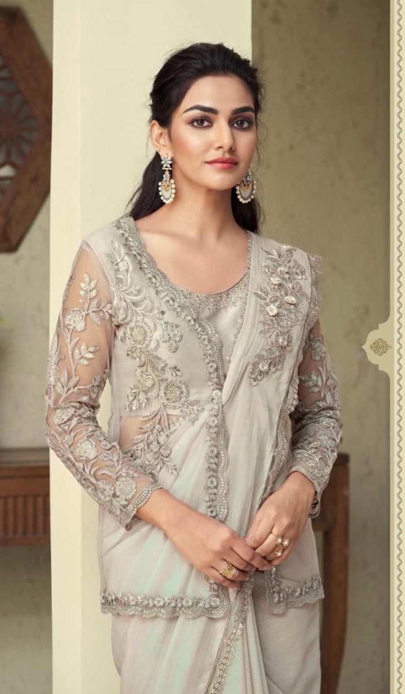 Trendy Jacket Style Saree - Etsy
