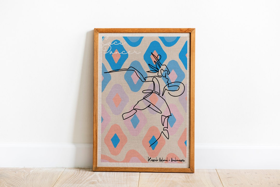 Printable Komodo Island Caci Dancer Art Print Colorful Abstract Wall ...