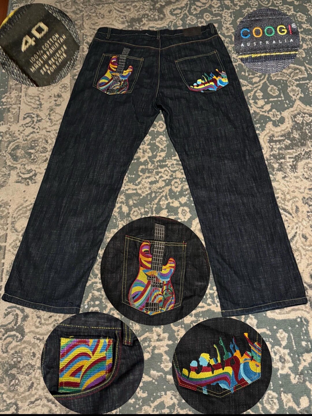 VINTAGE COOGI PANTS Rock Star Denim Embroidered - Etsy