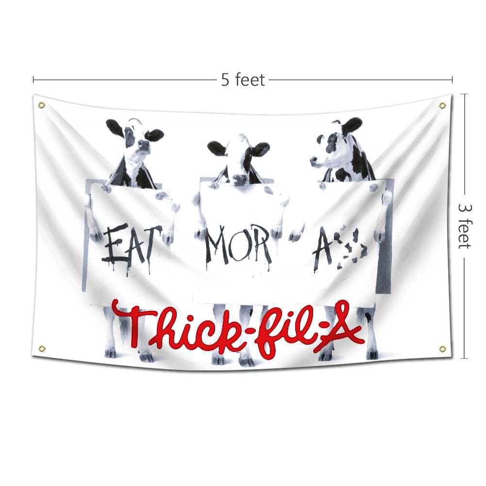 Cow Eat Mor Meme Flag Banner 3x5feet College Dorm Room Man Cave Frat ...