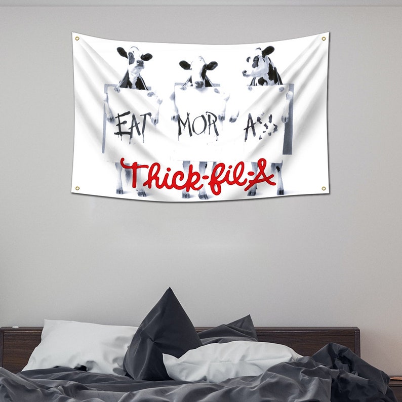 Cow Eat Mor Meme Flag Banner 3x5feet College Dorm Room Man Cave Frat ...