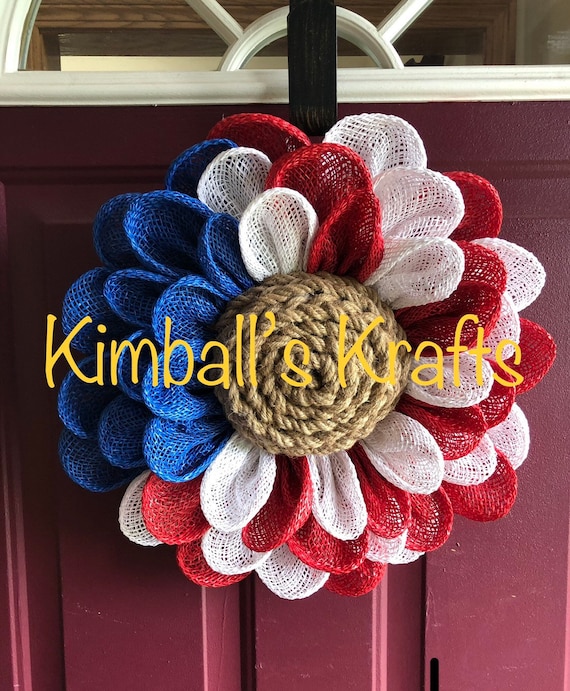 Patriotic Wreath Daisy Wreath Patriotic Daisy Wreath Burlap - Etsy