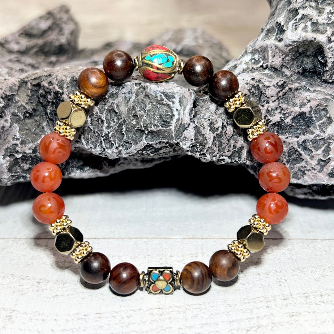 Bohemian Chic Bracelet for Women, Girls | 8mm Howlite and Black Onyx ...